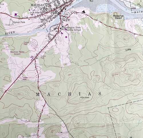 Map Machias Maine USGS 1977 Topographic Geological 1:24000 27x22 ...