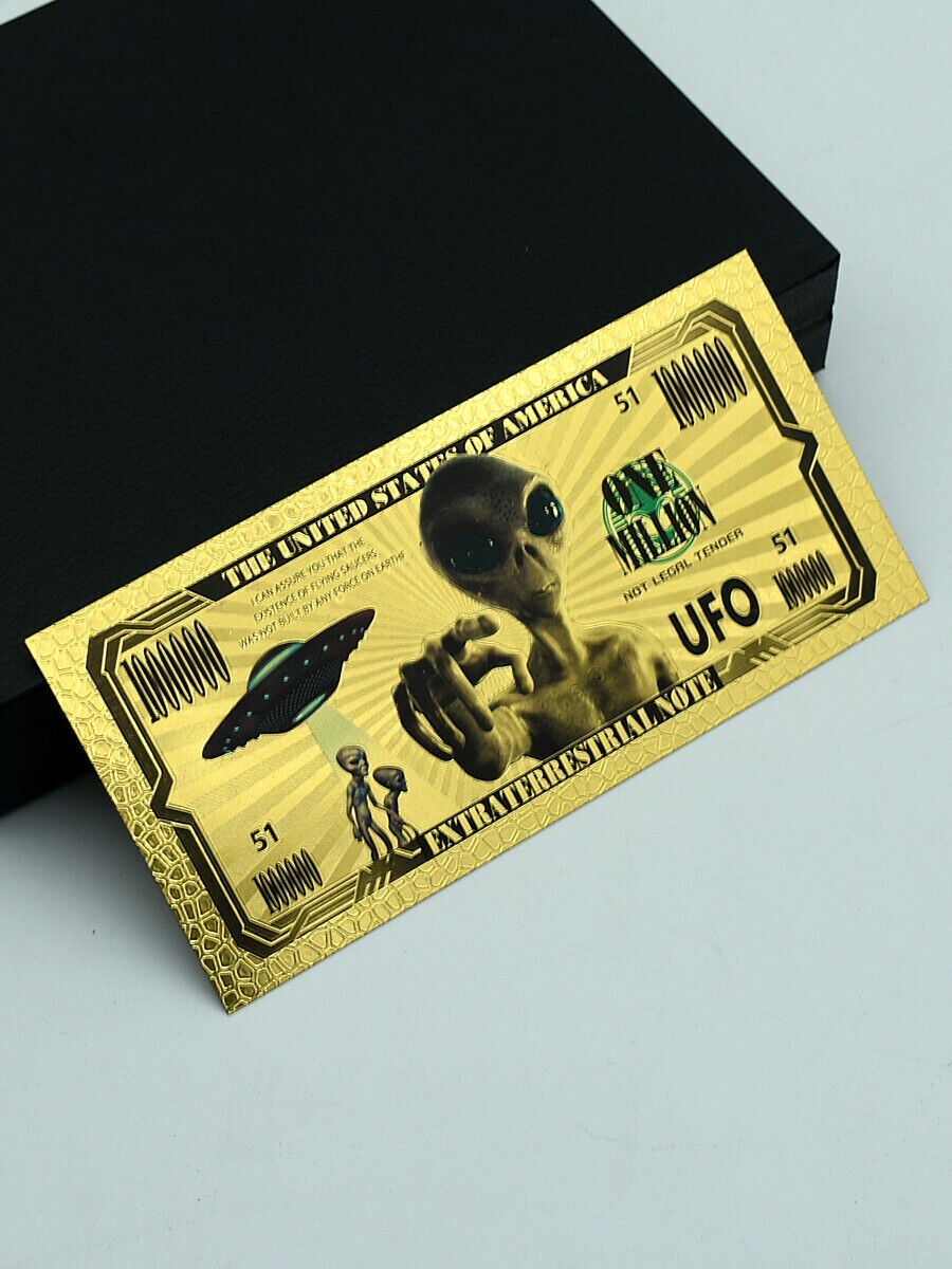 10.000 USA DOLLAR - ALIEN / UFO / AREA 51 - GOLD & FARBE - BANKNOTE ...