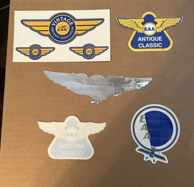 5 (7) EAA Experimental Aircraft Association Decals Member Antique Owner ...