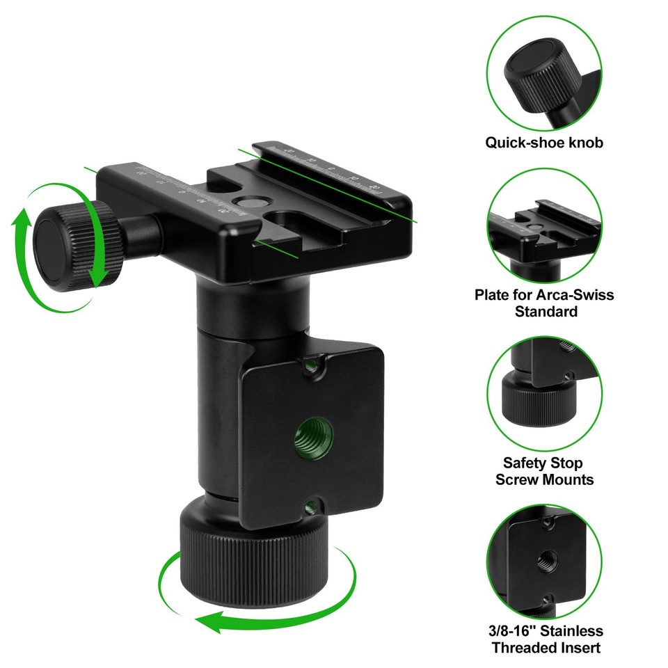 Monopod Gimbal Head with Arca-Swiss Dovetail Quick Release Plate ...