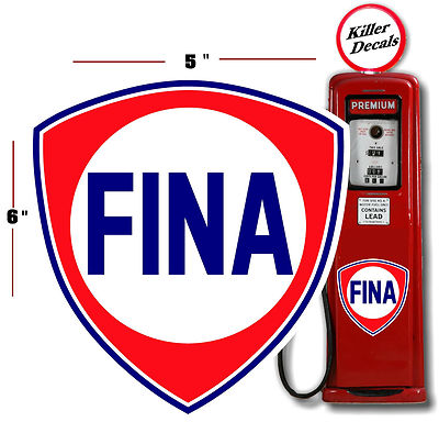 6" FINA GAS PUMP GASOLINE OIL DECAL 1956-73 | eBay