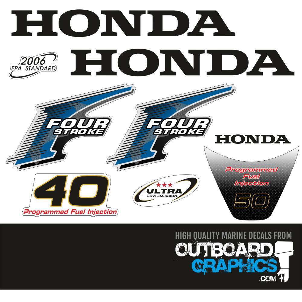 Honda 40hp 4 stroke PFI outboard engine decals/sticker kit | eBay