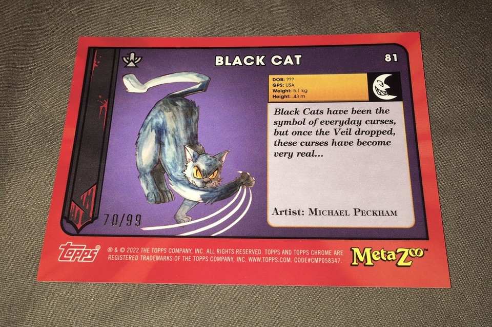 2022 TOPPS CHROME METAZOO SERIES 0 BLACK CAT CARD #81 GREEN 70/99 | eBay