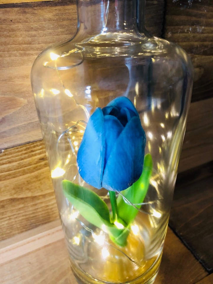 Glass Lily Tulip Flower Party Gift Lantern LED Wedding Table ...