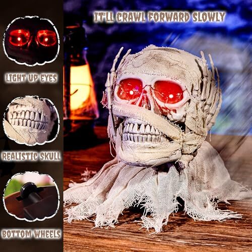 Halloween Animatronics Crawling Mummy Head - Animated Scary Talking ...