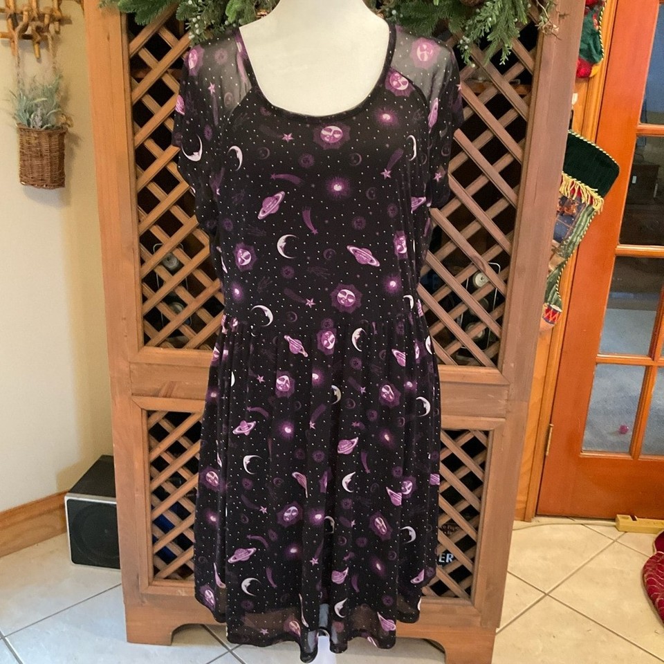 Hot Topic Goth Whimsigoth Witchy Mesh Dress XL Celestial Space Sun Moon ...