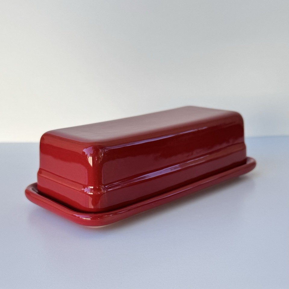 EMILE HENRY France Stoneware Butter Dish Red Glaze Ceramic Pottery ...