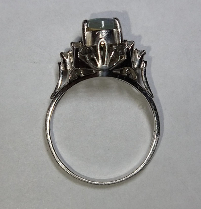 Solid platinum natural opal diamond ring 4.85 grams - sz 5.75 pt900 | eBay