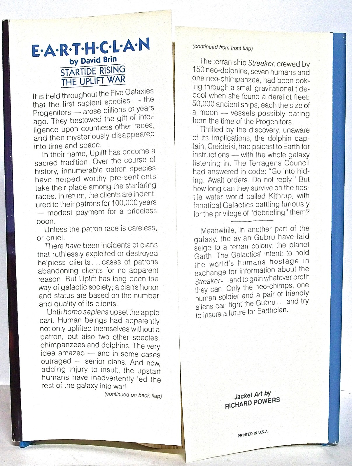 EARTHCLAN, by DAVID BRIN —Startide Rising & The Uplift War —Doubleday ...