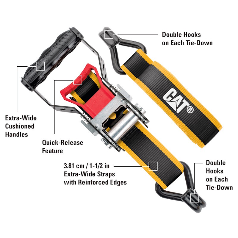 CAT Ratchet Tie Down Straps Set, 4-piece, 16 ft x 1-1/2 Inches Wide, J ...