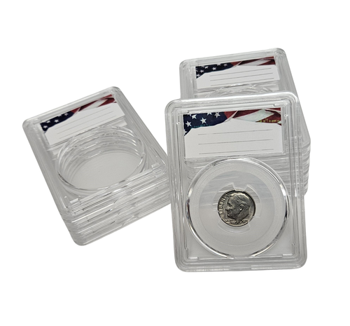 8-Pack Premium Acrylic Coin Slab Holder with 18mm Translucent Ring for ...