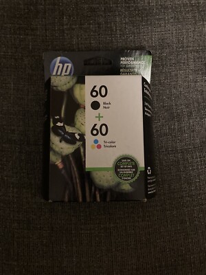 HP 60 Black Tri-Color Ink Cartridges 2-Pack Genuine OEM Original New ...