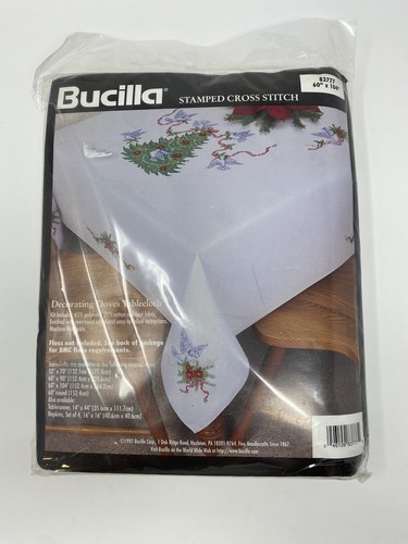 BUCILLA Cross Stich Tablecloth 60X104” Stamped Embroidery 83777 ...