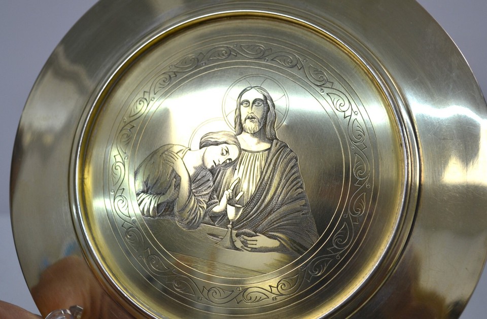 Nice Antique All Sterling Silver Paten for your Chalice, Jesus ...