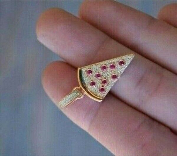 2.00CT Round Cut Lab-Created Ruby Pizza Slice Pendant 14K Yellow Gold ...