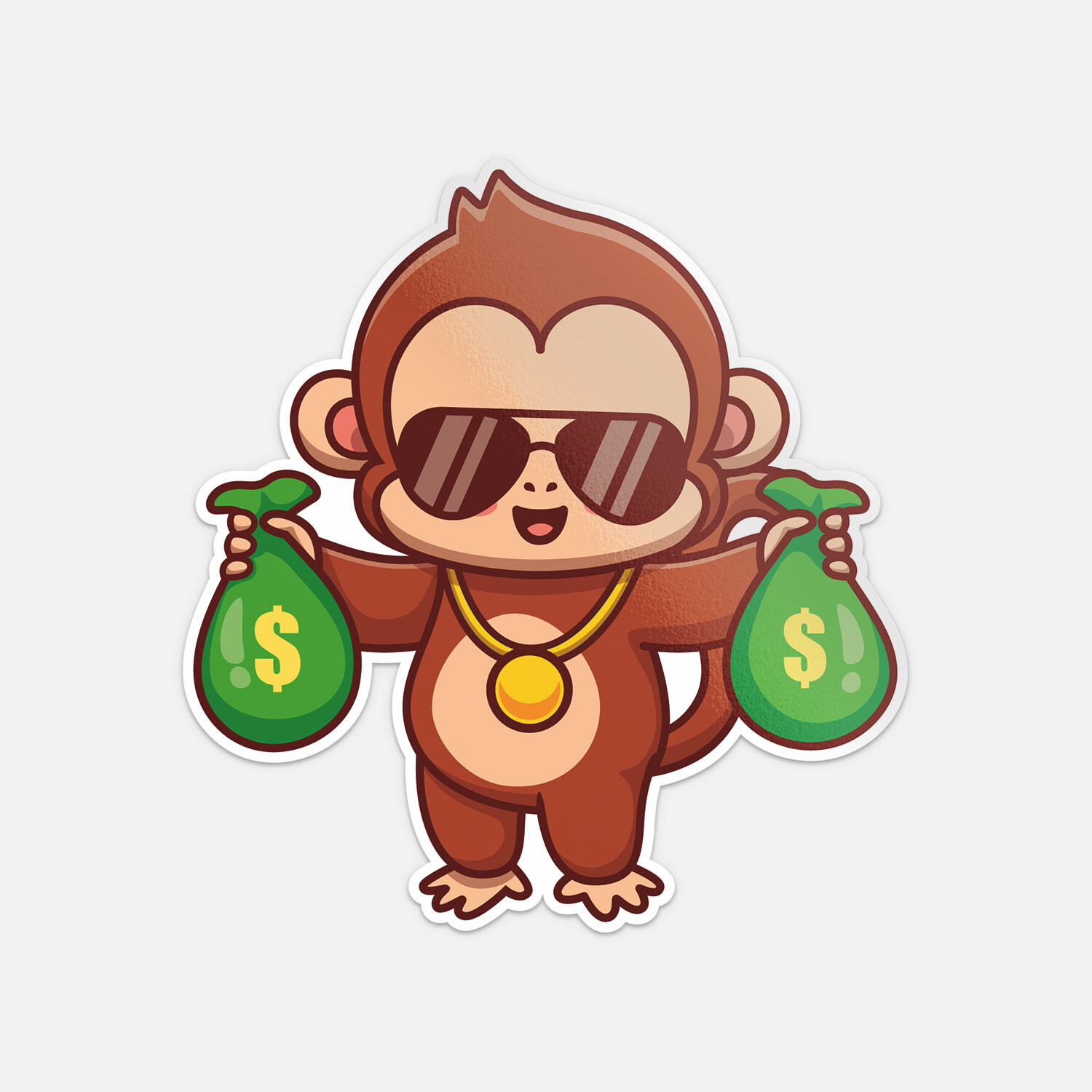 Funny Monkey Holding Money Bag Cartoon Car Bumper Vinyl Sticker Decal ...