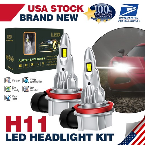 2Pcs H11 LED Headlight High/low/Fog Beam Bulbs White 6000K 200W For ...