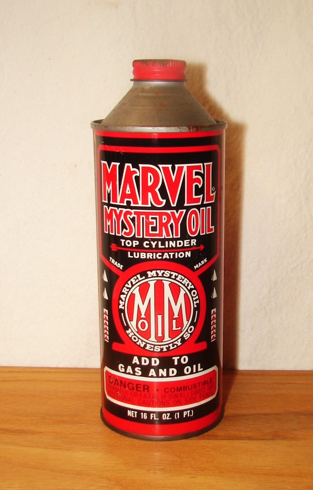 Vintage Marvel Mystery Oil Cone Top Tin Can Red 16 Oz Advertising USA 1 ...