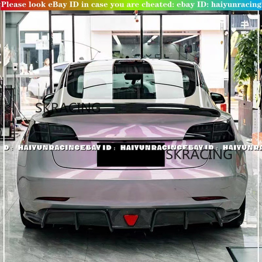 Fits Tesla Model 3 2017-2022 Real Carbon Fiber Rear Trunk Spoiler Wing ...