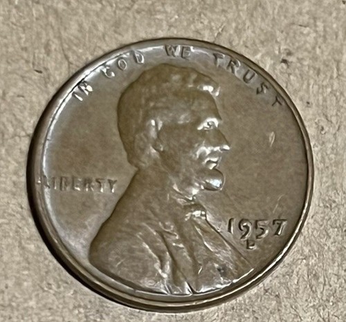 1957 D Lincoln Wheat Penny D mint, One Cent Coin, Rim Error “ L “ In ...