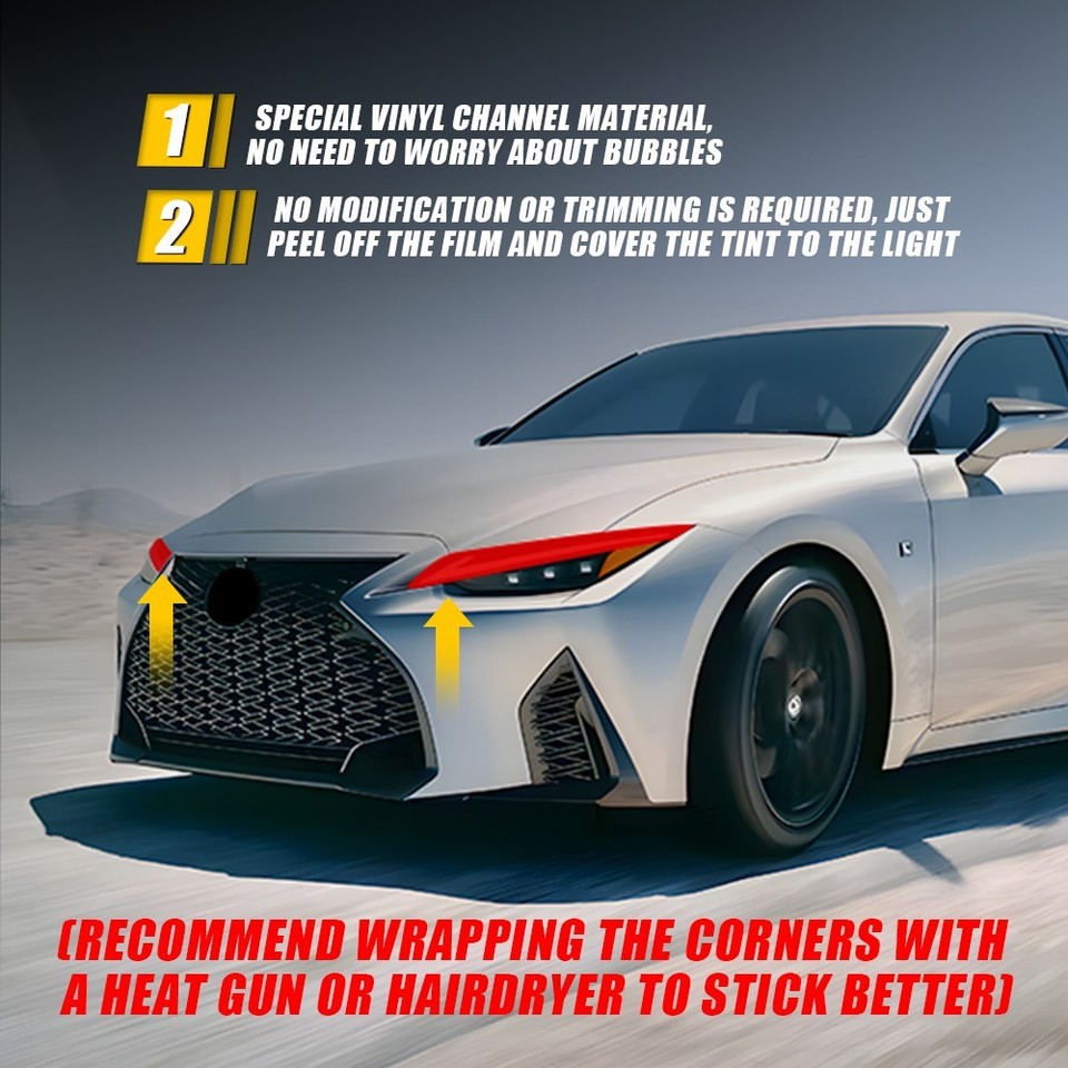 For 2021-2025 Lexus IS350 IS300 IS500 Headlight DRL Vinyl Overlay ...