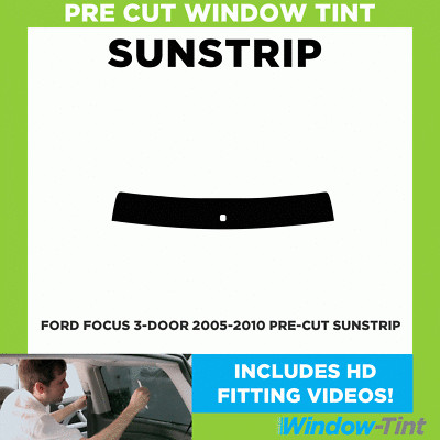 Pre Cut Tinted Sunstrip - For Ford Focus 3-door Hatch 2005-10 - 5% Limo ...