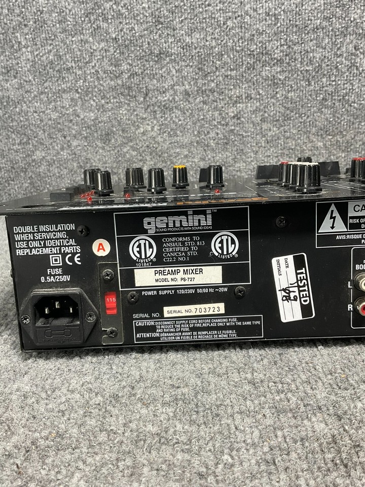 Gemini Stereo Preamp Mixer PS-727 Platinum Series 4-Channel Audio D.J ...