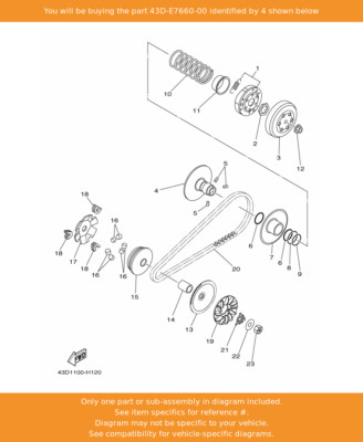YAMAHA Secondary Fixed Sheave Comp, 43D-E7660-00 OEM YFM90 | eBay UK
