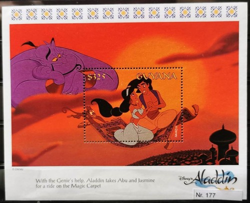 Di177 Guyana MNH Disney Cartoons Animation Aladdin Jasmine Genie Magic ...