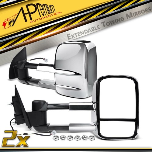 2x Left & Right Chrome Extendable Towing Mirrors for Ford Ranger PX ...