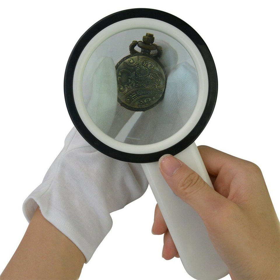 20X Magnifying Glass Handheld Magnifier 12 LED Light Reading Lens ...