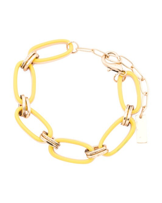 Tova Amelia Reversible Enamel Paper Clip Chain Bracelet Yellow/Rose ...