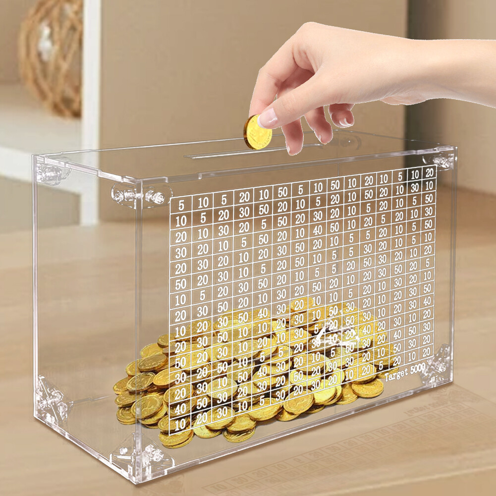Acrylic Handmade Piggy Bank Transparent Money Box with Counter Saving ...