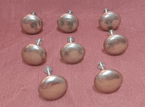 Set Of 8 Reclaimed Round Silver Metal Button Cabine Drawer Handles ...