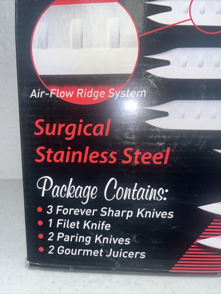 Forever Sharp Platinum Series 8 Piece Knife Set Surgical Stainless ...
