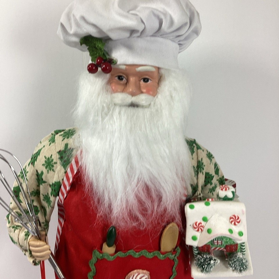 North Pole Santa Chef Gingerbread Figure Christmas Kitchen Decor Baker ...