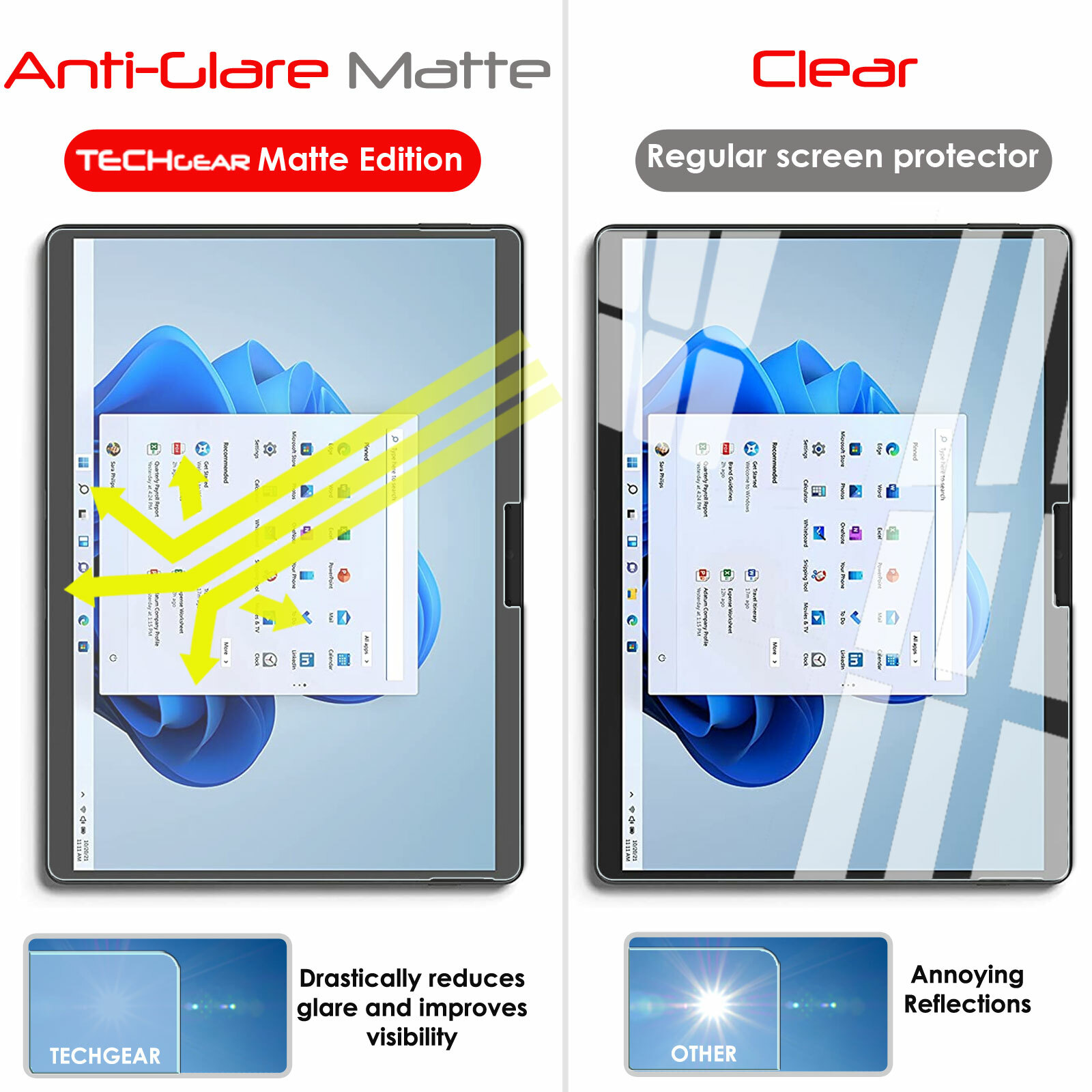 2x TECHGEAR MATTE ANTI GLARE Screen Protectors for Microsoft Surface ...