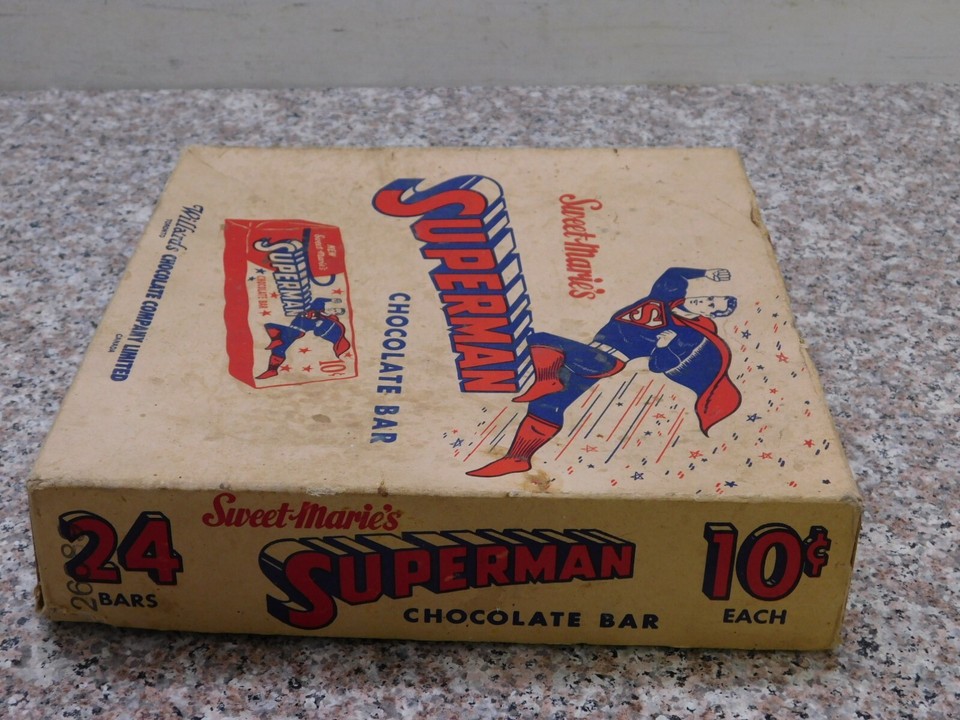 SWEET-MARIE"S SUPERMAN CHOCOLATE BAR ILLUSTRATED CANDY BOX Canada 1940 ...