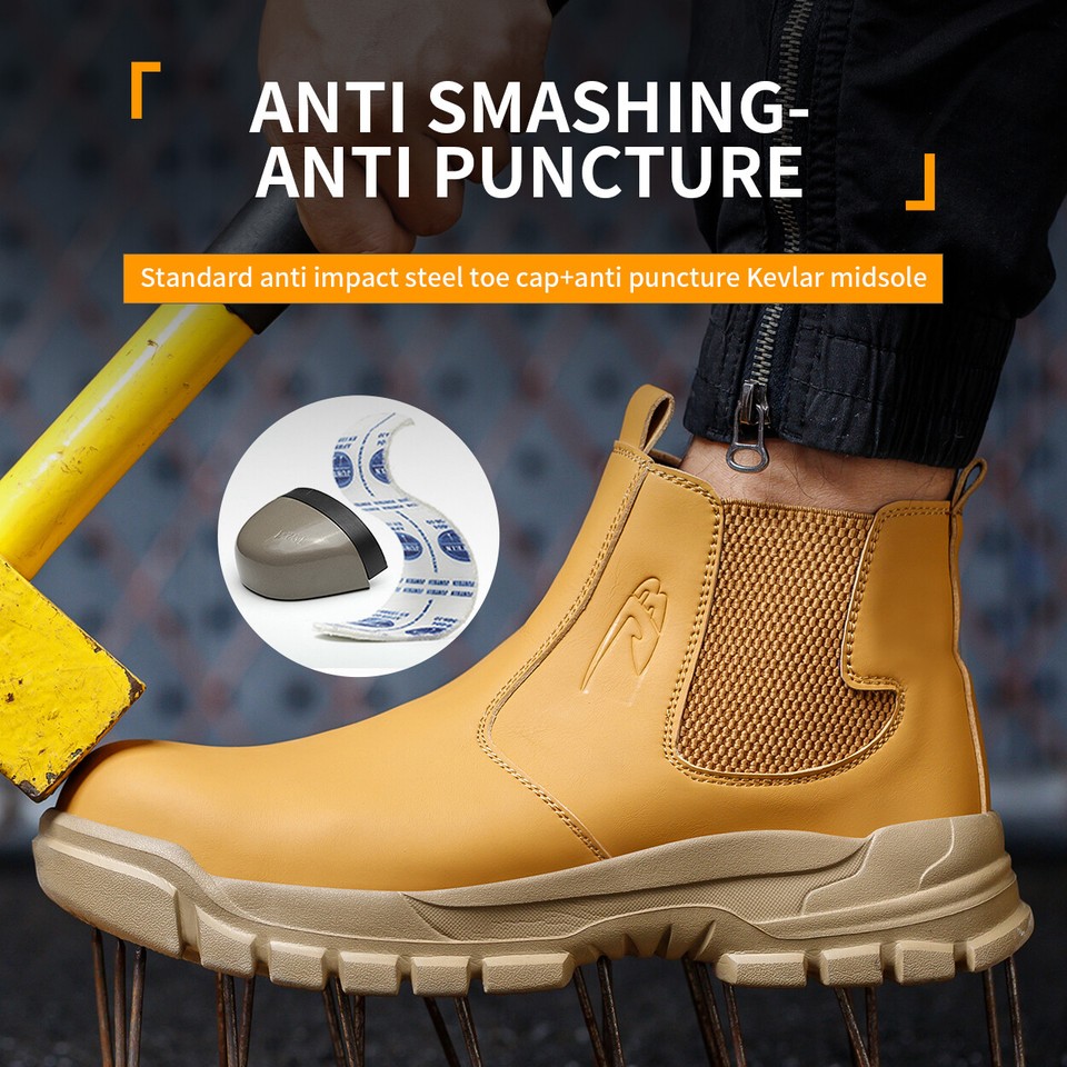 Mens Steel Toe Safety Shoes Waterproof Puncture Slip Resistant Light ...