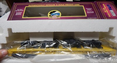 MTH 20-90005C PRR PENNSYLVANIA FLAT CAR W/4 SPRUNG TRUCKS NIB O SCALE ...