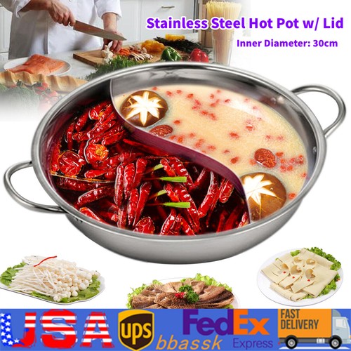 Stainless Steel Hot Pot Two-Flavor Hot Pot S-type With Lid For ...