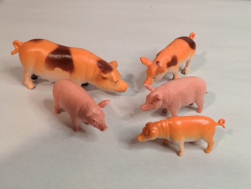 Plastic Mini Farm Animal Lot of 5~Pigs Hogs Swine~ Great Condition ...