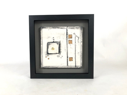 Abstract 80's Modern Studio Art NOS Framed Wall Square Pottery Tile ...
