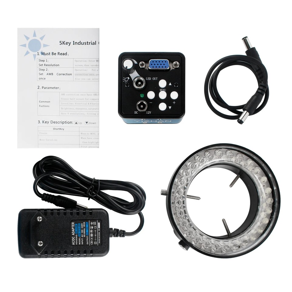 Digital 13MP VGA Camera Microscope Adjustable Zoom C Mount Lens LED ...