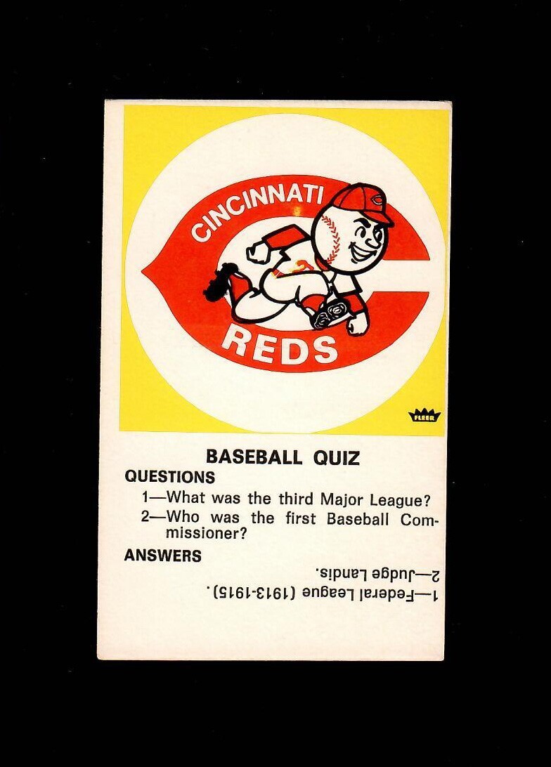 1970 Fleer Quiz cards CINCINNATI REDS Logo Baseball Facts inserts | eBay