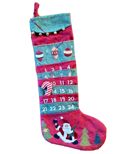 Large 34" Cloth Stocking Advent Calendar Countdown Till Christmas W ...