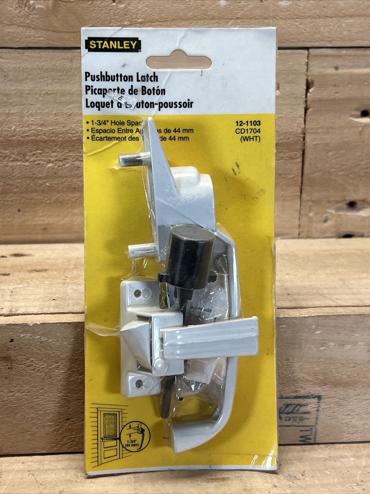STANLEY 12-1103 Pushbutton Latch WHITE Screen Storm Door 1-3/4” hole ...