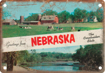 Nebraska Greetings From Postcard 12" x 9" Retro Look Metal Sign ZK46 | eBay