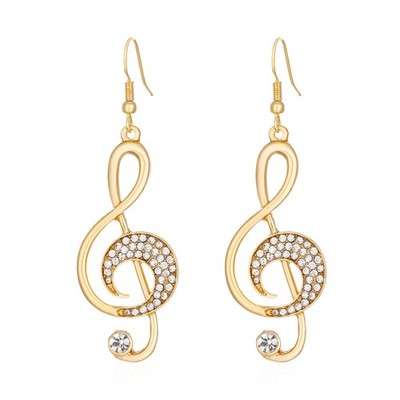 Delicate Music Note Dangle Earrings Crystal Note Treble Clef Music Note ...