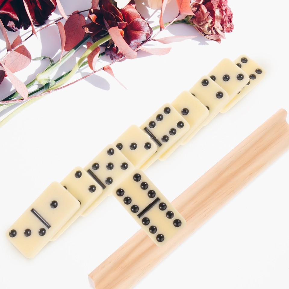4 Pcs Dominos Set for Adults Holding Boards Wooden Holders Dominoes ...